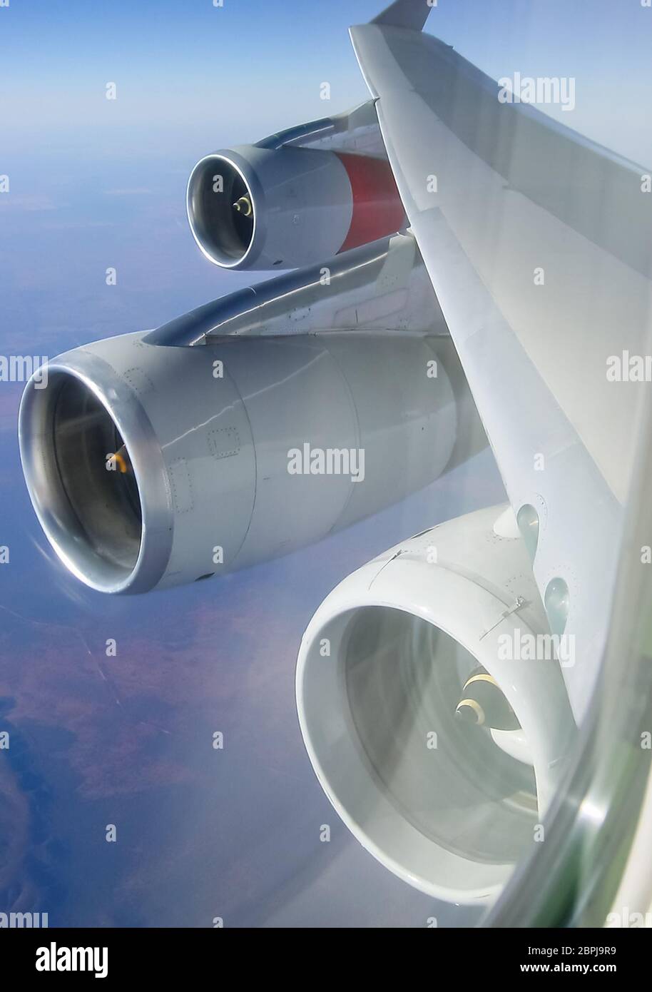 The view from the window of a passenger plane during the flight, the ...