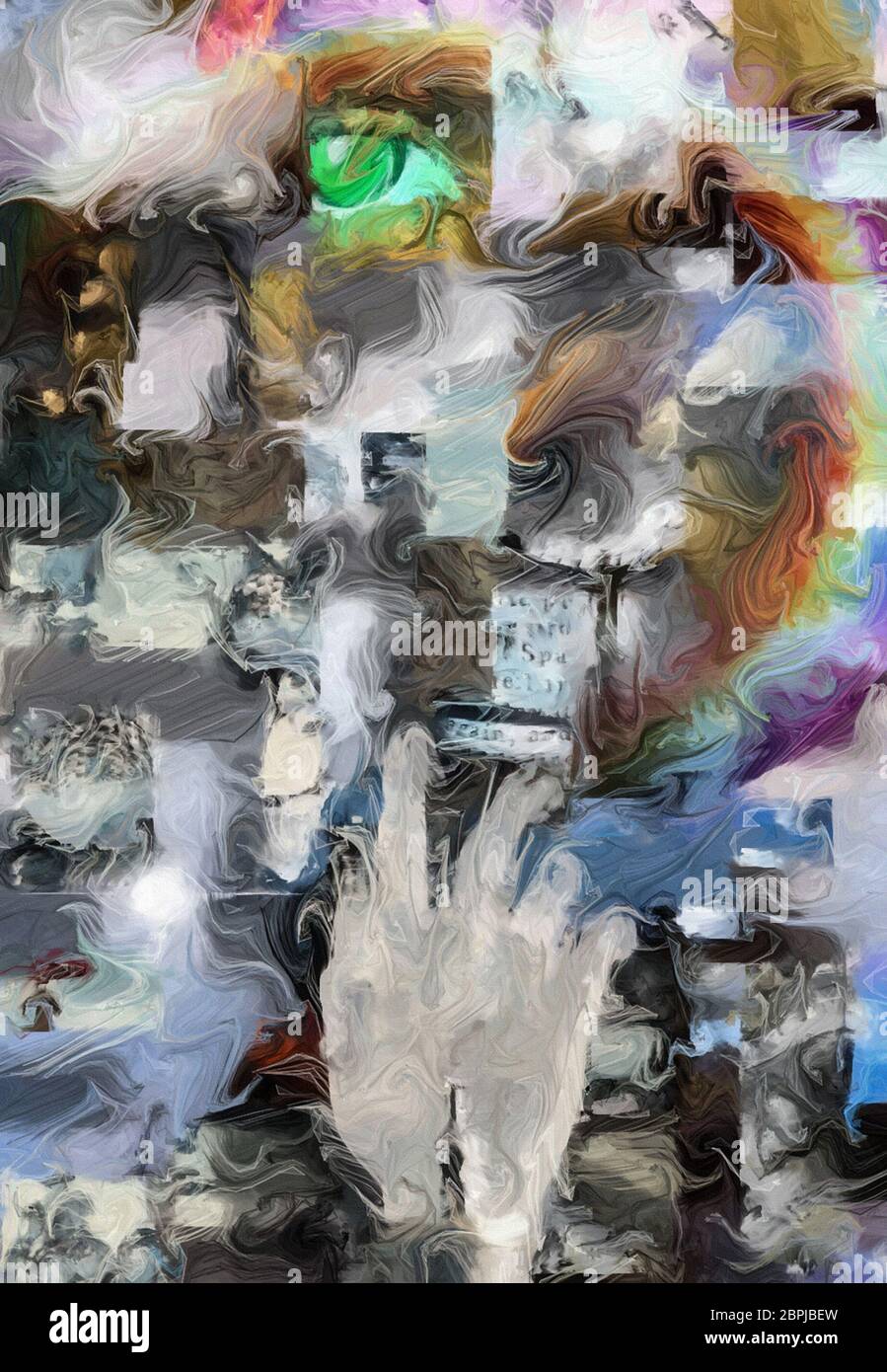 Fragmented Human Abstract with Human Hand Light Bulb Stock Photo - Alamy