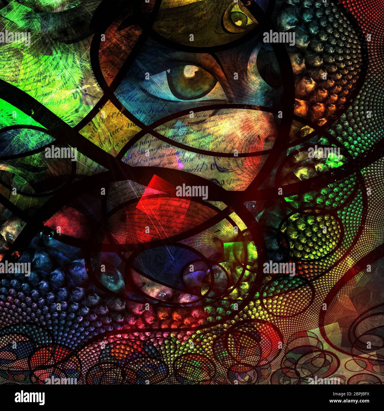 Abstract image with text and human eye Stock Photo - Alamy