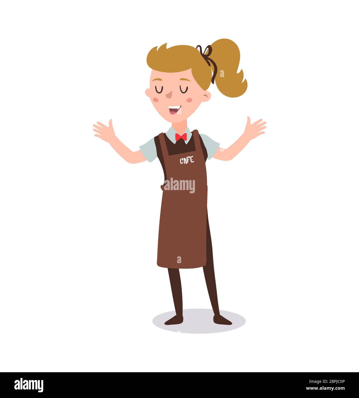 waiter wearing the uniform holding a dish of chicken cartoon character ...