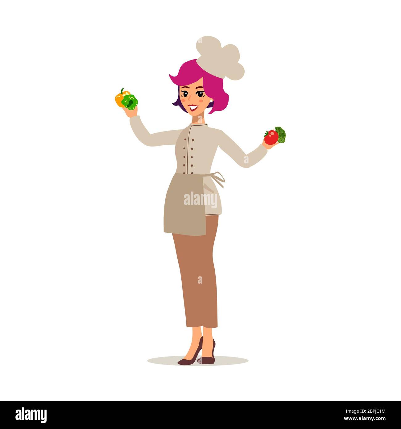 Cook female character vector design. Animate personage. Set of fun ...