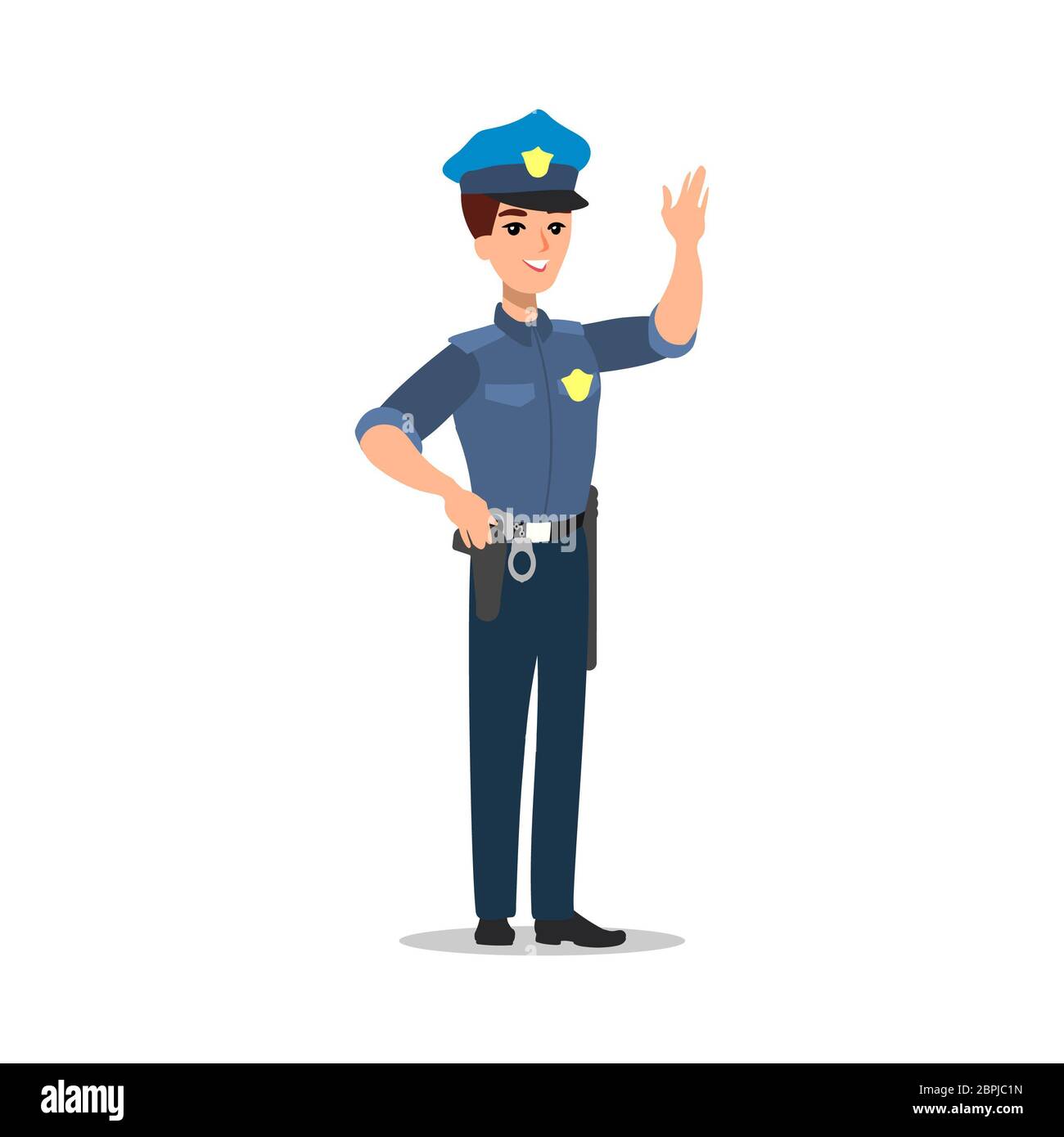Policeman character set. Full length officer, different views, emotions ...