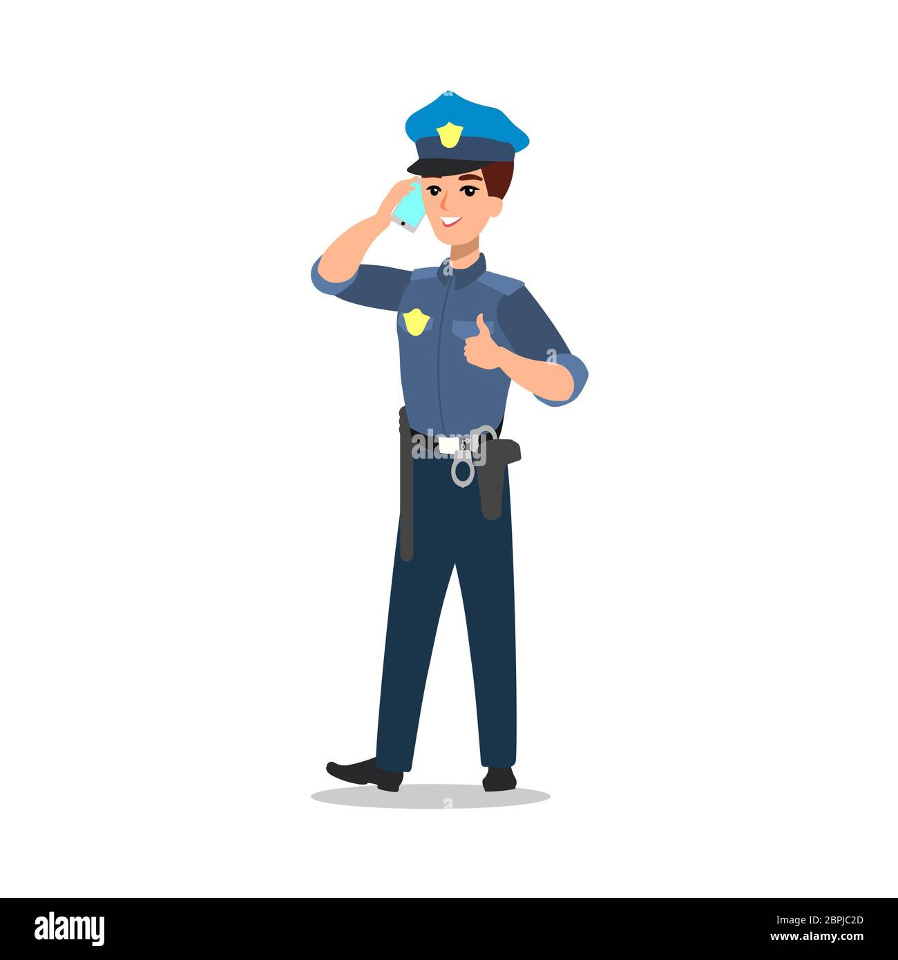 Policeman character set. Full length officer, different views, emotions ...