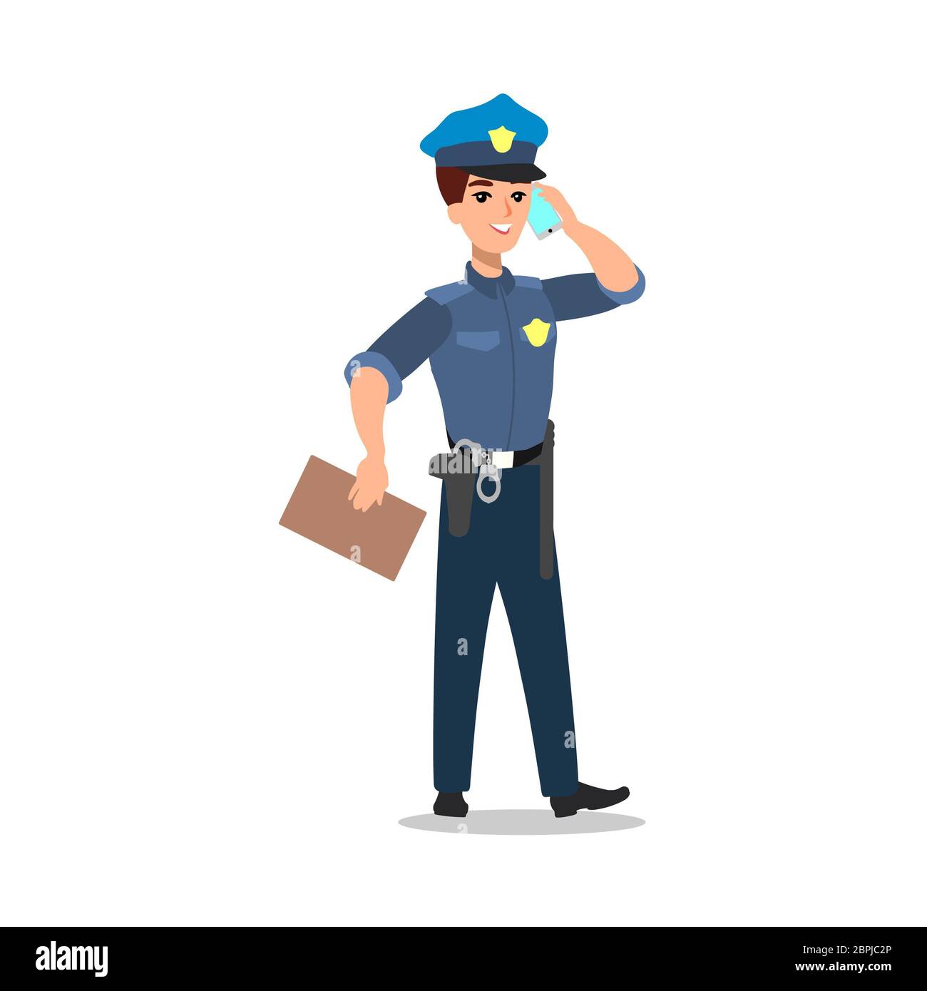 Policeman character set. Full length officer, different views, emotions ...