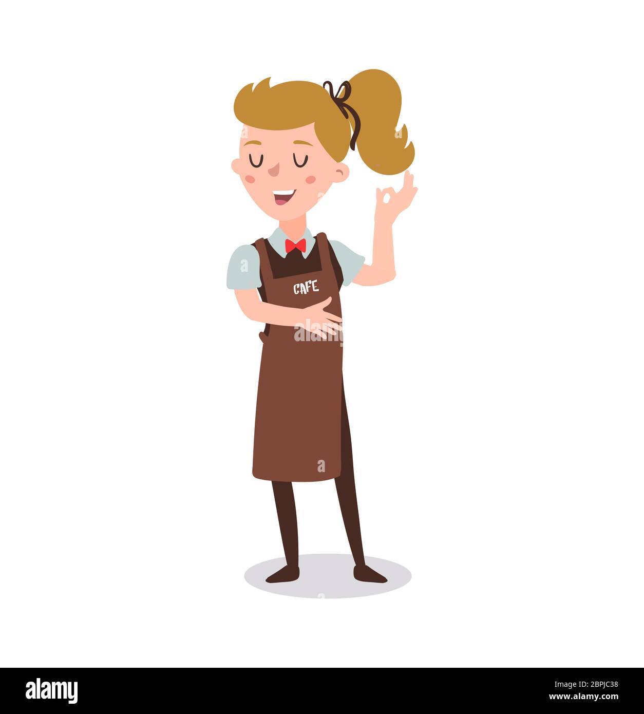 waiter wearing the uniform holding a dish of chicken cartoon character ...