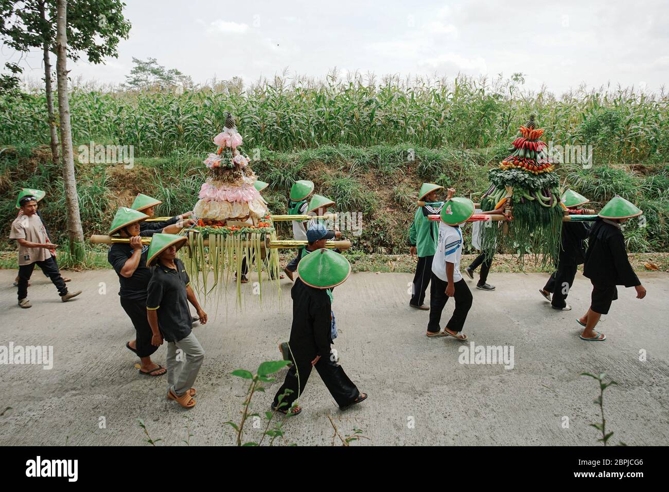 Villagers bring Gunungan contains any vegetables from Badran village ...