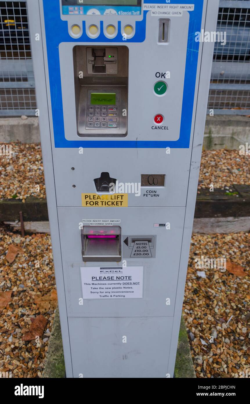 London, UK: Dec 3, 2017: A machine to take payment and issue a ticket ...