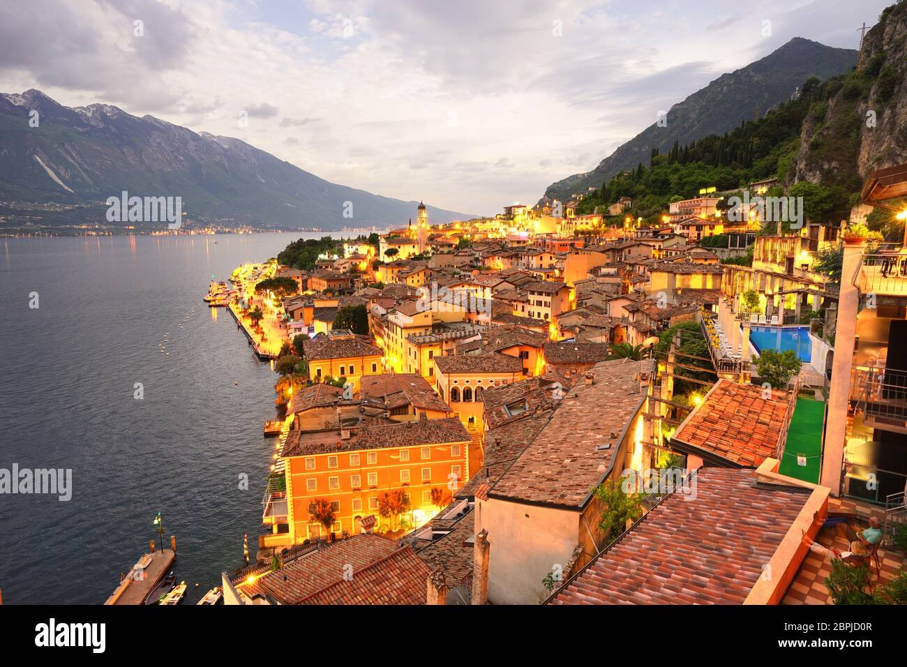 Nice evening in Limone sul Garda at Lake Garda, Lombardy, Italy Stock ...