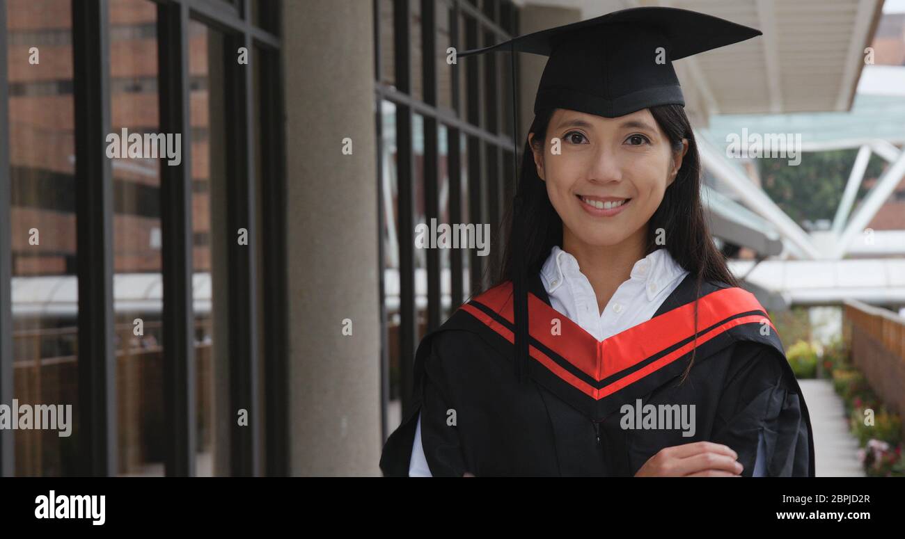 Asian woman get graduation in campus Stock Photo - Alamy