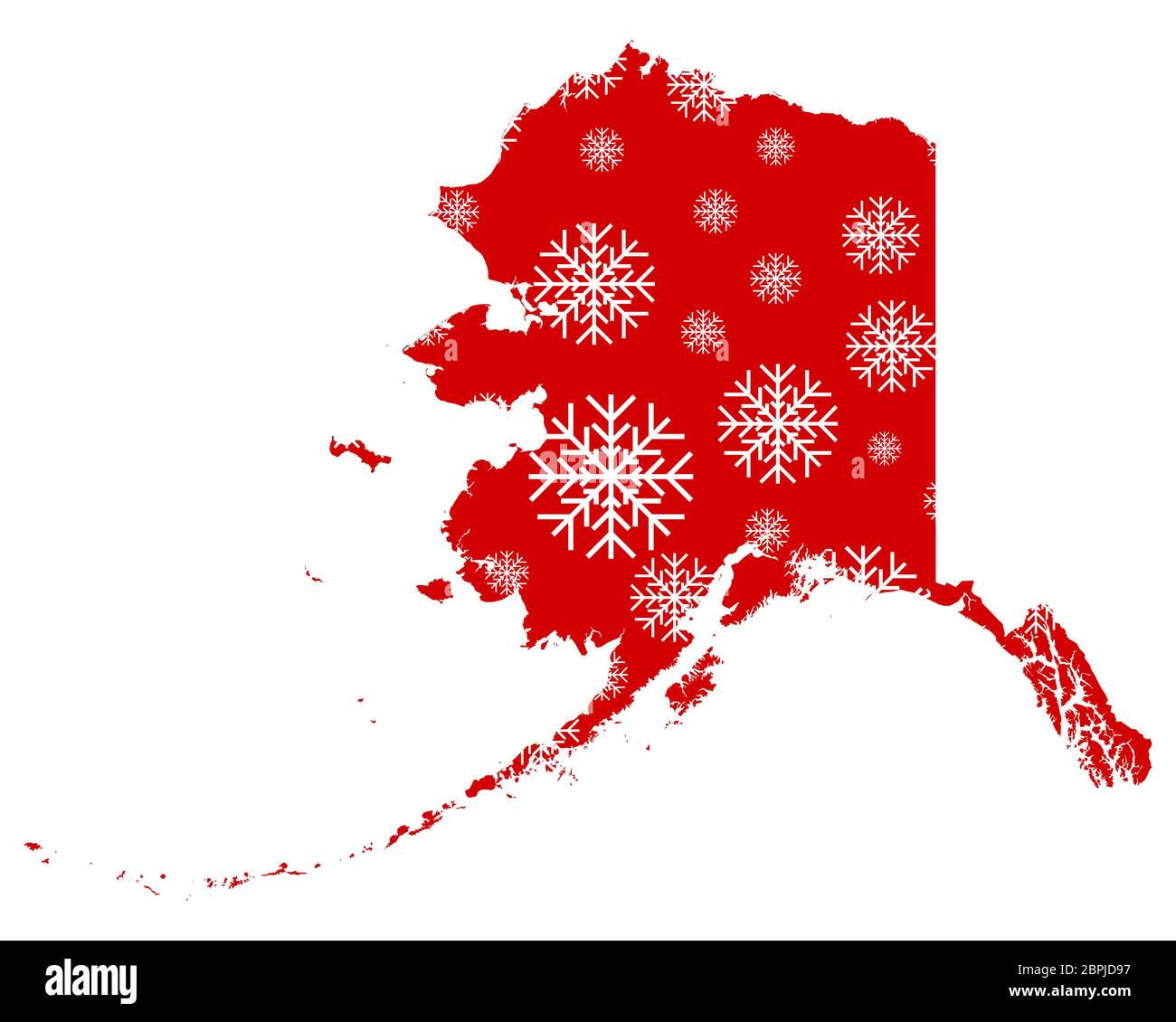 Map of Alaska with snowflakes Stock Photo - Alamy