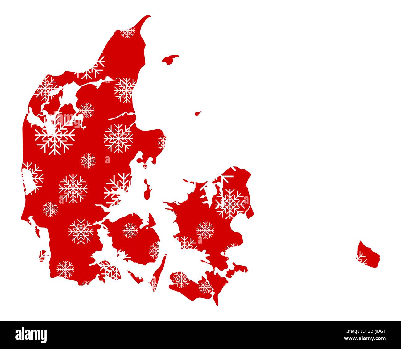 Map of Denmark with snowflakes Stock Photo - Alamy