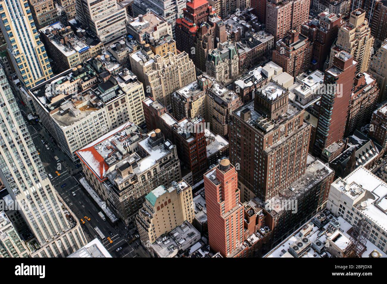Aerial view of Midtown Manhattan office buildings and skyscrapers in ...