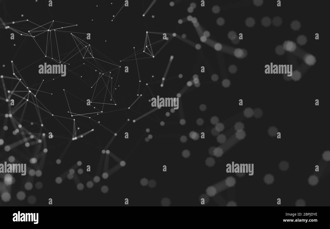 Abstract polygonal space low poly dark background with connecting dots and lines. Connection ...