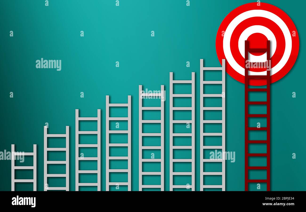 Long red ladder to goal target business concept, 3D rendering Stock ...
