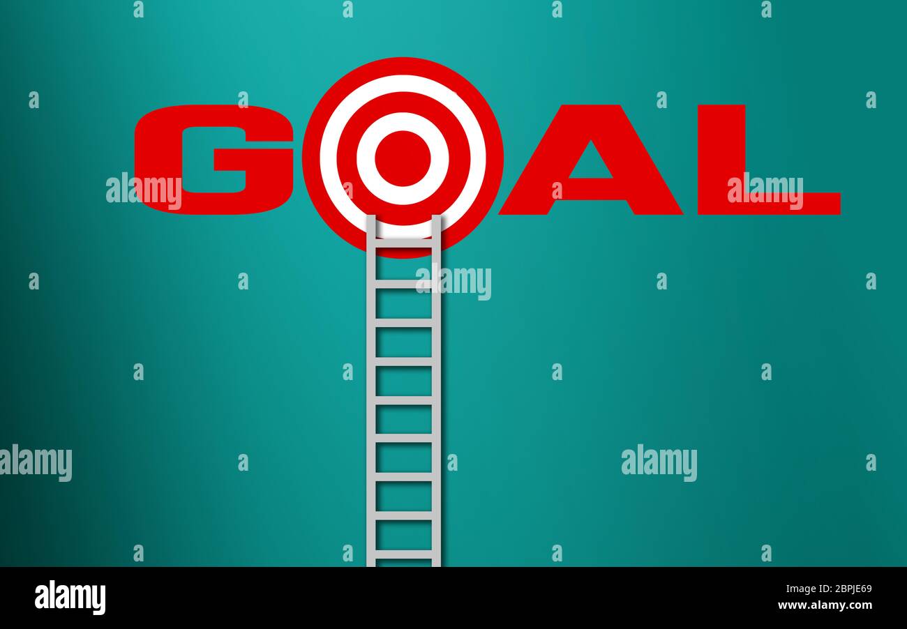 Ladder to the target in word goal, 3D rendering Stock Photo - Alamy