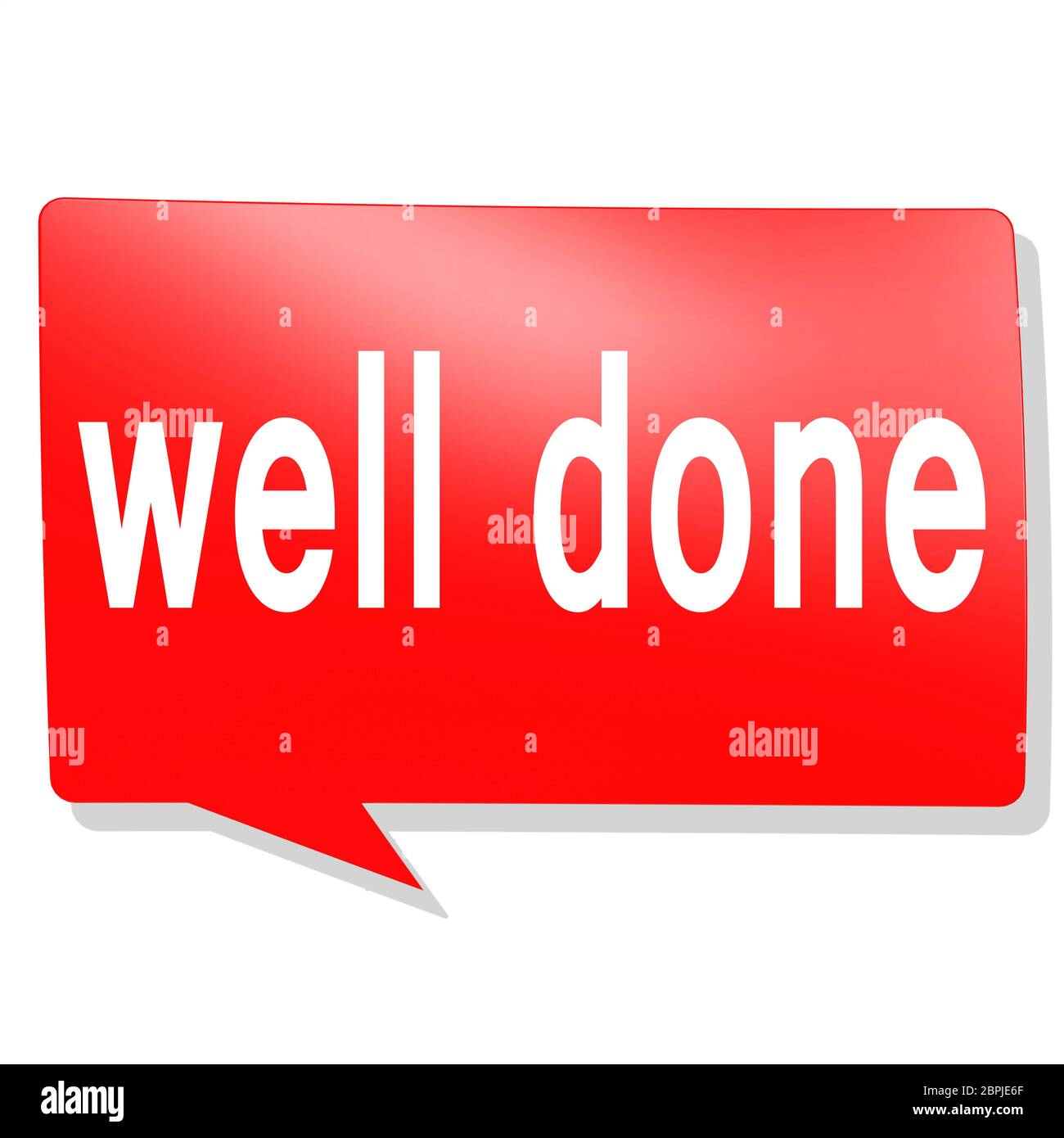 Well done word on red speech bubble, 3D rendering Stock Photo - Alamy