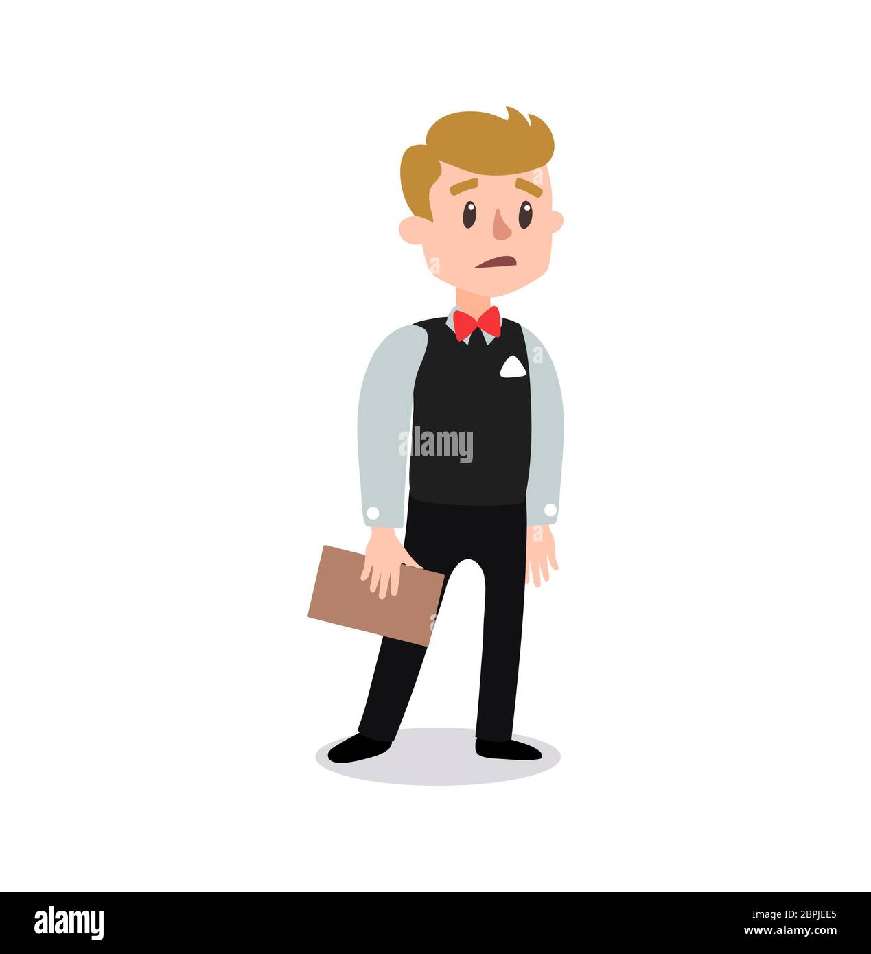 waiter wearing the uniform holding a dish of chicken cartoon character ...