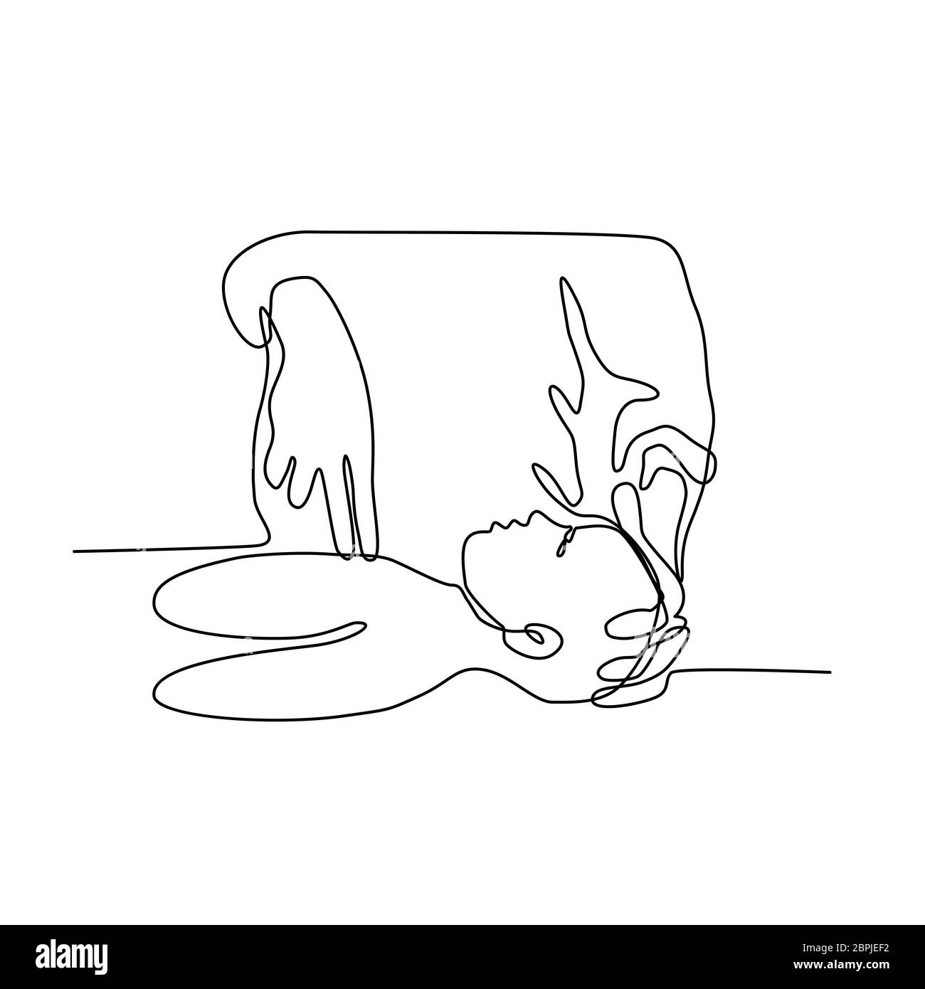 Continuous line illustration of an adult performing cardiopulmonary ...