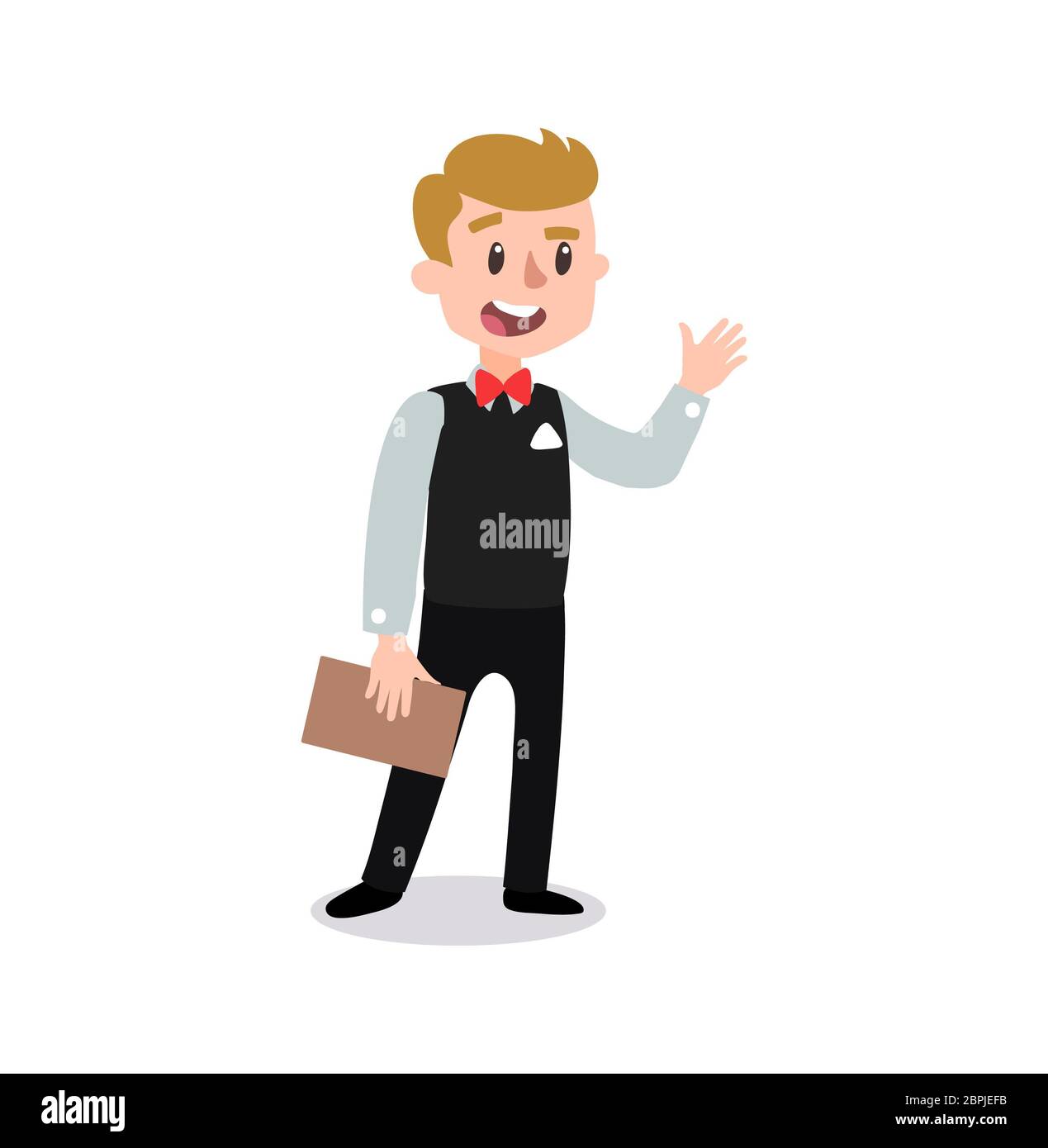 waiter wearing the uniform holding a dish of chicken cartoon character ...