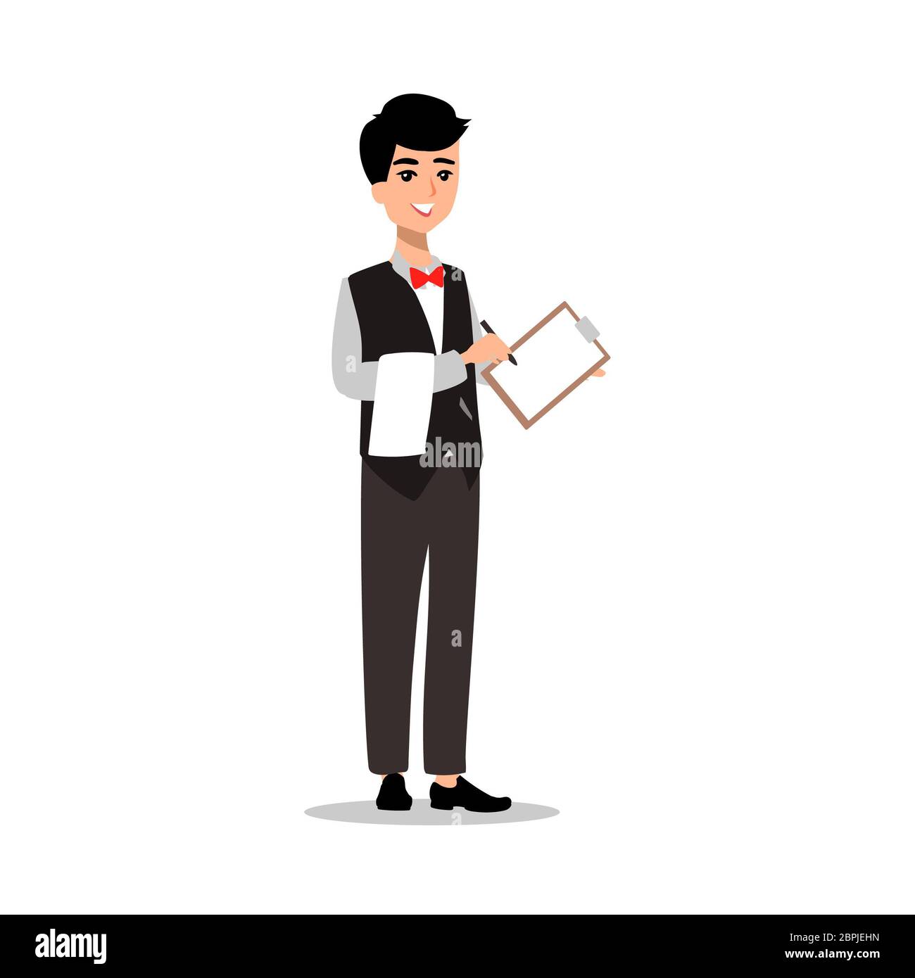 waiter wearing the uniform holding a dish of chicken cartoon character ...