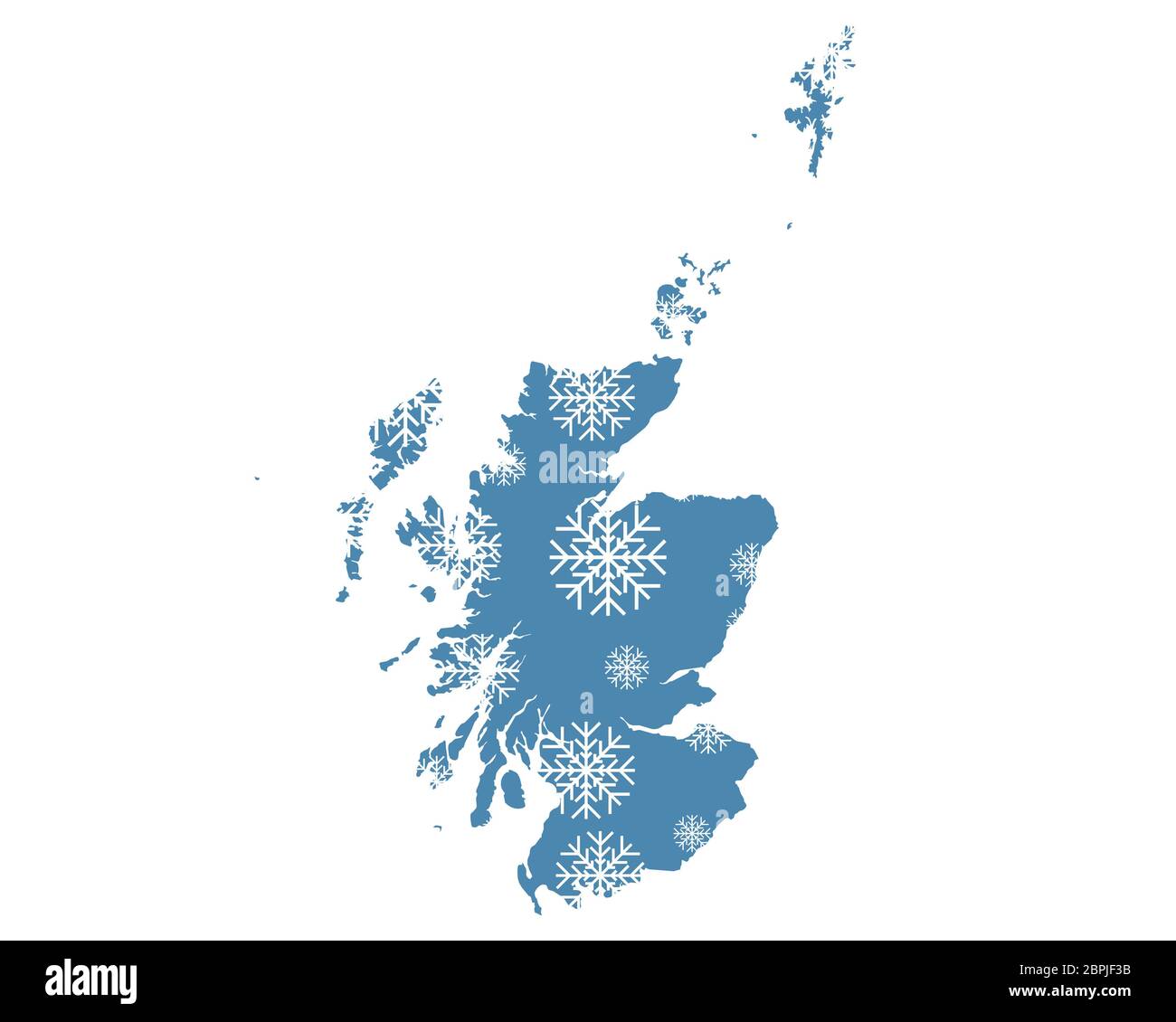 Map of Scotland with snowflakes Stock Photo - Alamy