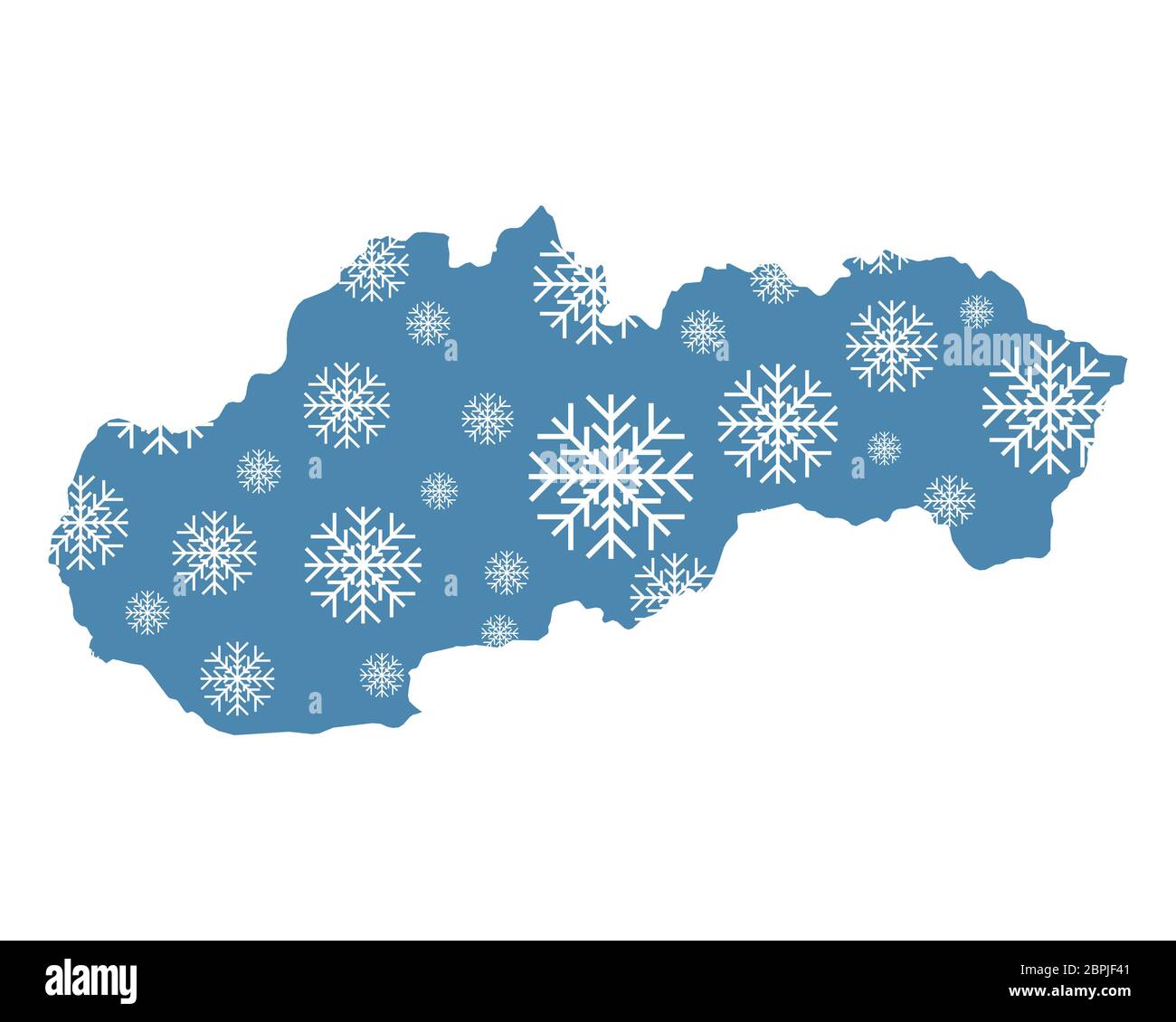 Map of Slovakia with snowflakes Stock Photo - Alamy