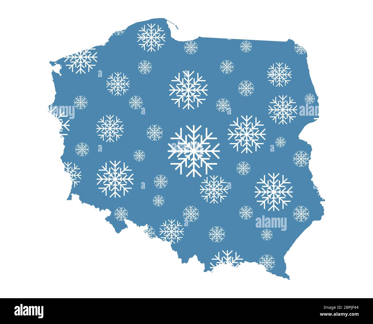 Map of Poland with snowflakes Stock Photo - Alamy