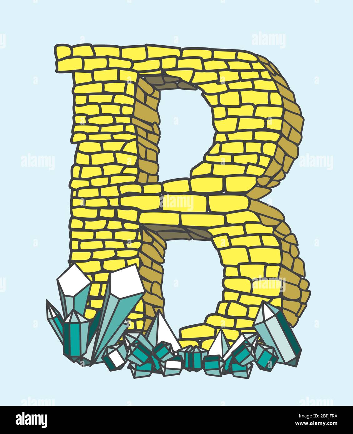 Decorative letter B, made of yellow bricks and emeralds Stock Vector ...