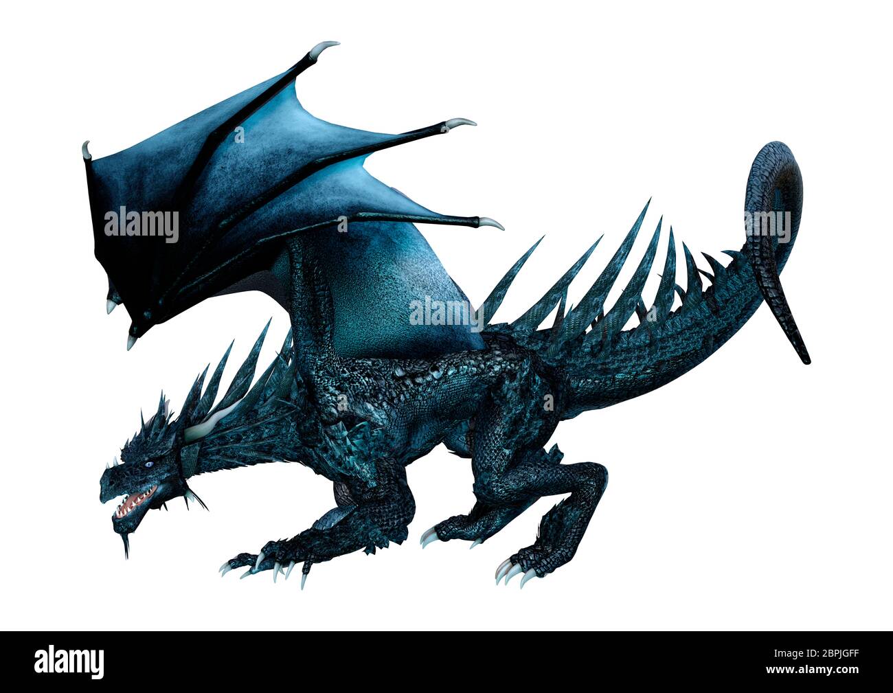 3D rendering of a black fantasy dragon isolated on white background ...