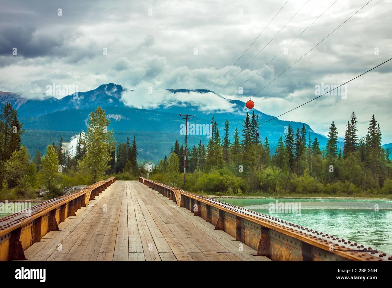 Bridge over the Kicking Horse River at Golden British Columbia Canada ...
