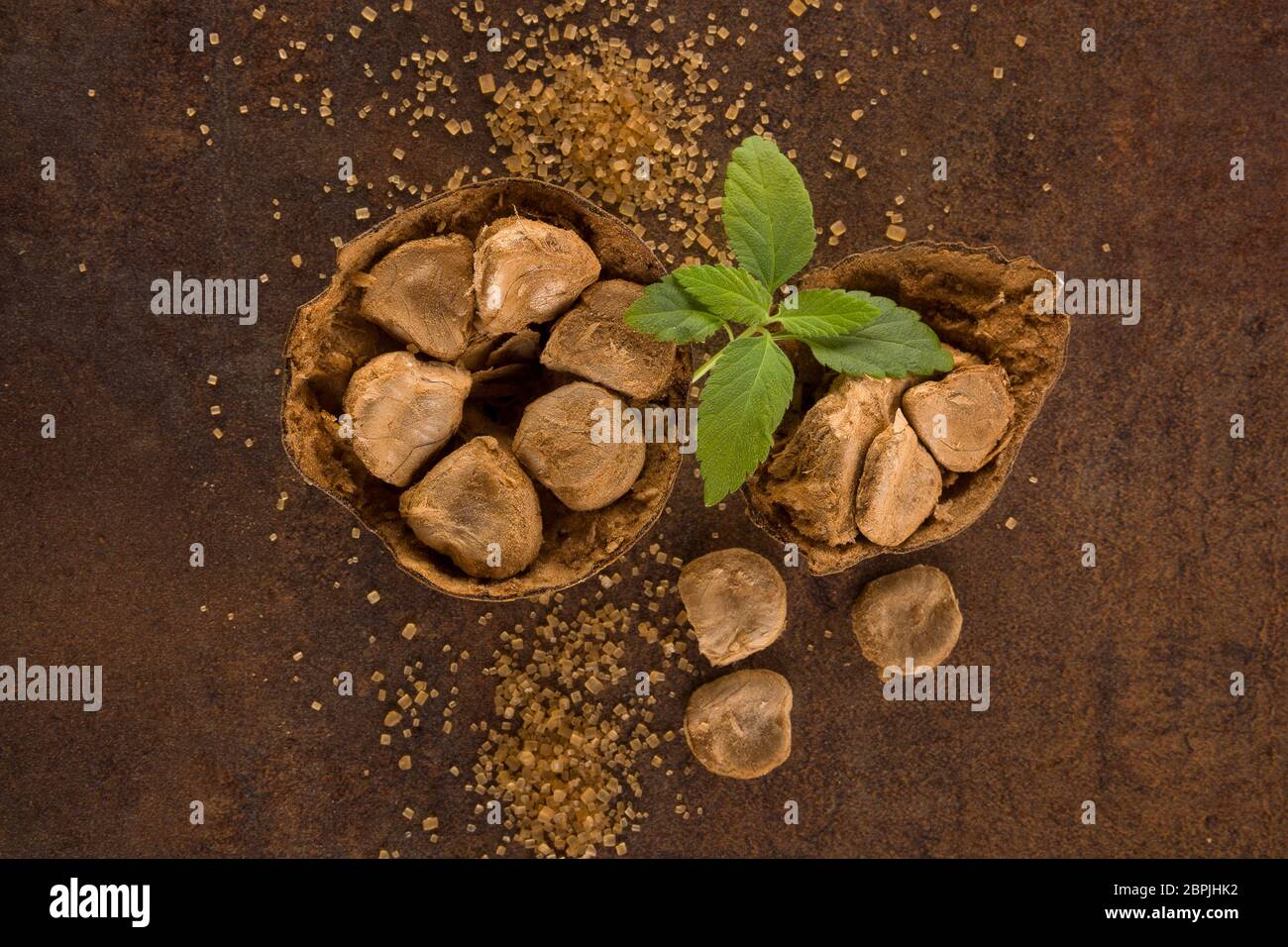 Luo Han Guo aka Monk fruit natural remedy on black background. Powerful ...