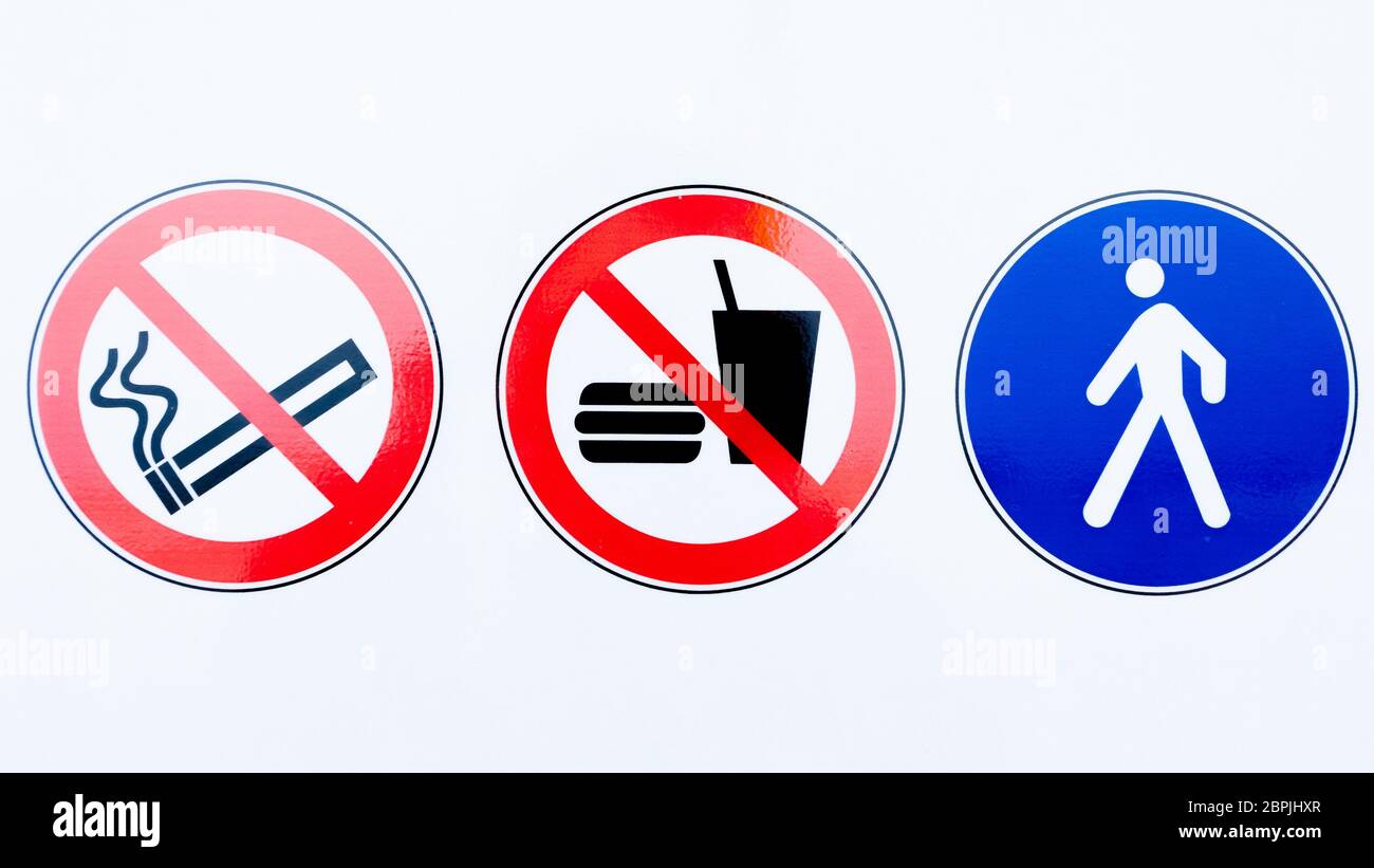 Collection of prohibition signs and warning signs Stock Photo - Alamy