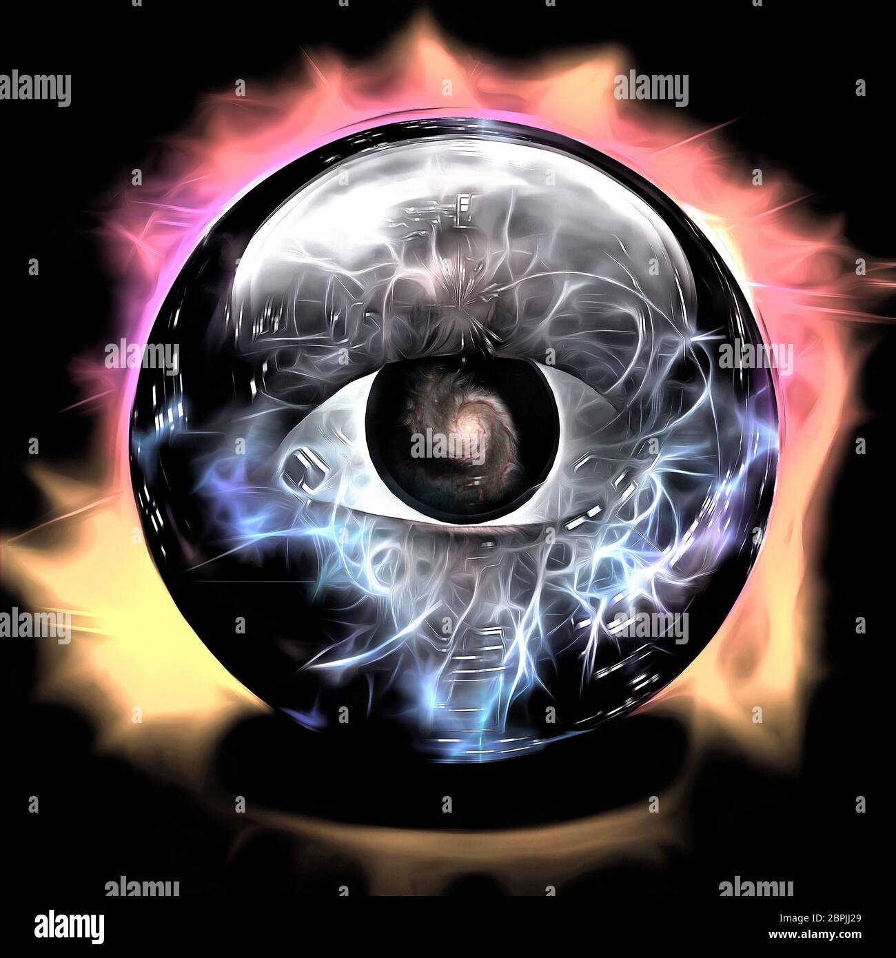 Spiritual painting. Wizard eye in crystal ball Stock Photo - Alamy