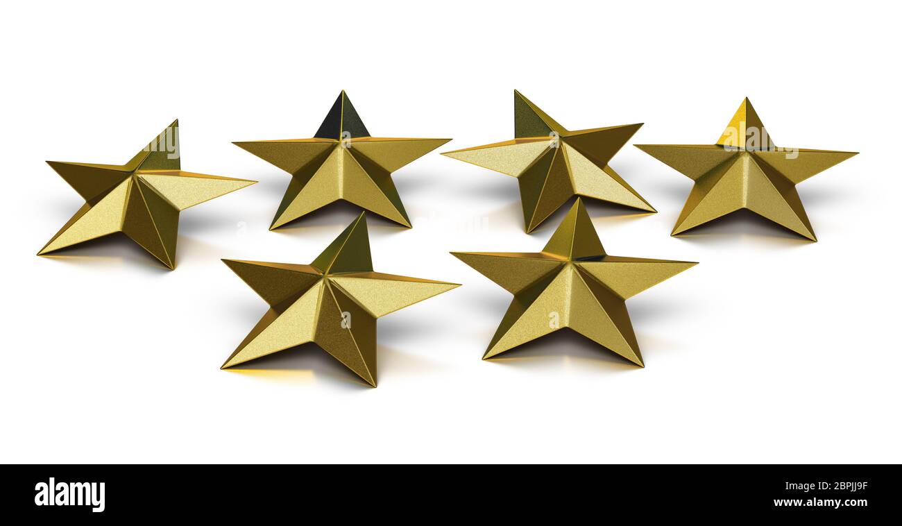 3D illustration of six golden stars over white background Stock Photo ...