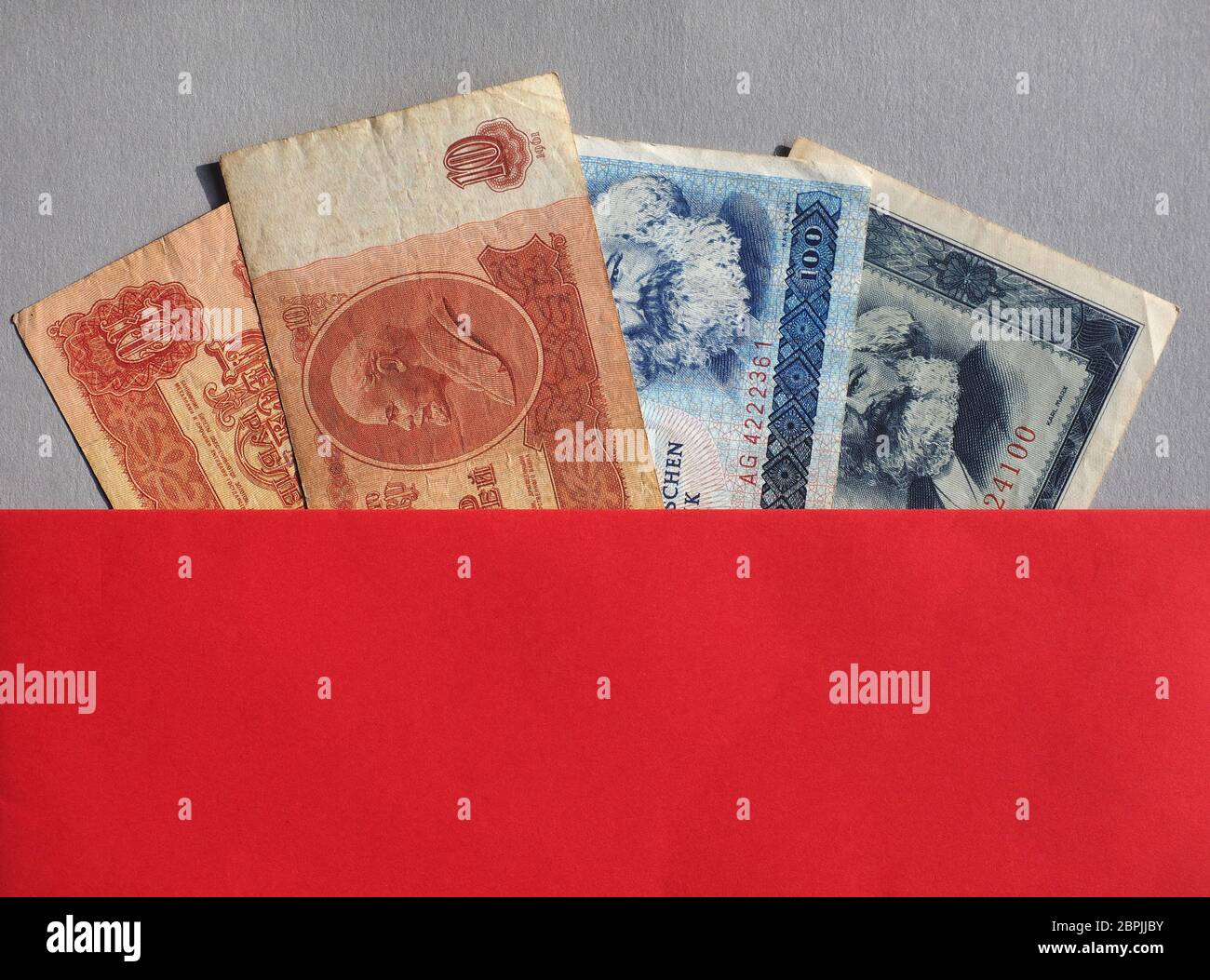 Vintage withdrawn banknotes of Soviet Union, German Democratic Republic ...