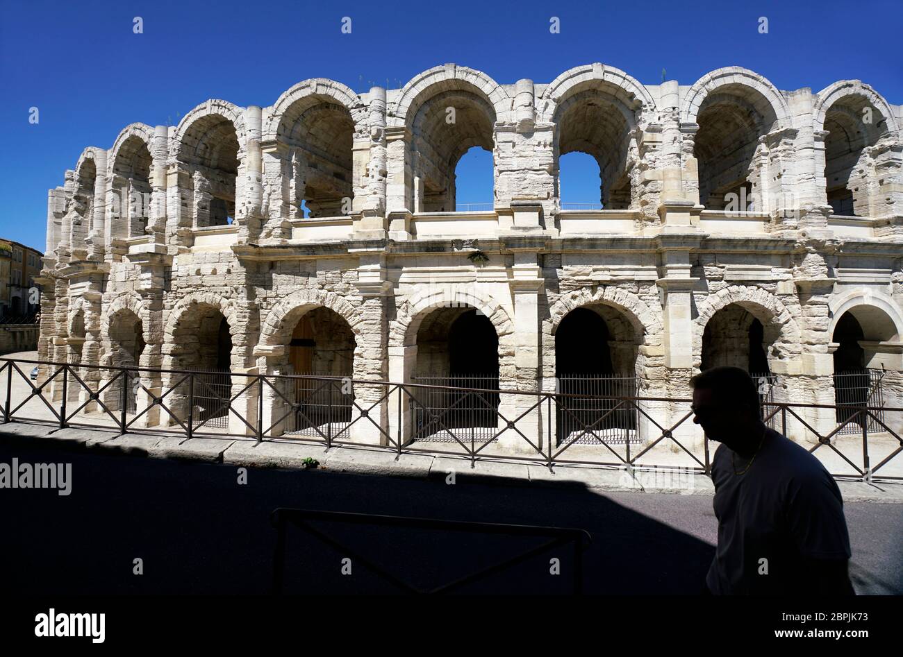 Exterior view of Arles Amphitheatre.Arles.Bouche-du-Rhone.France Stock ...