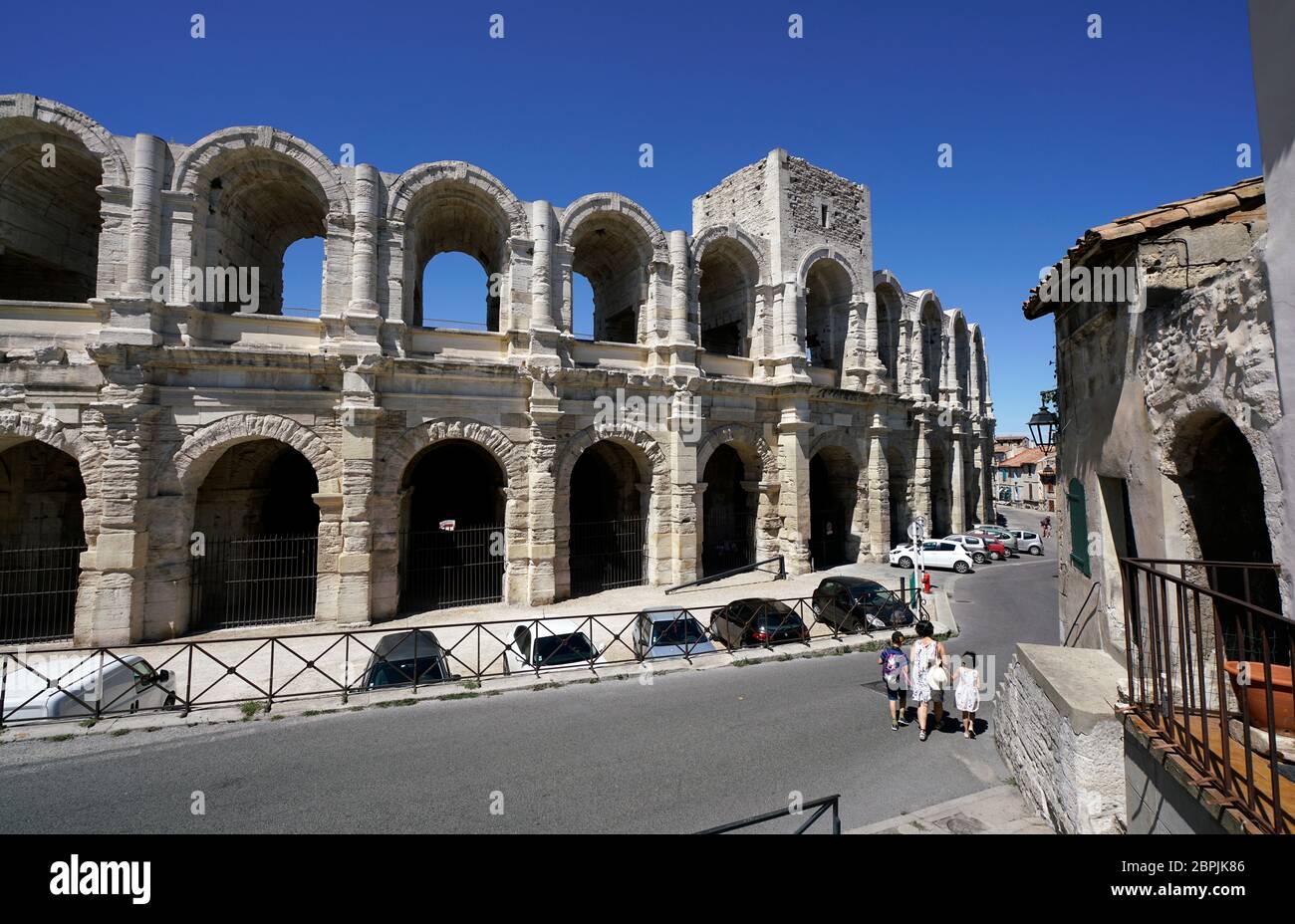 Exterior view of Arles Amphitheatre.Arles.Bouche-du-Rhone.France Stock ...