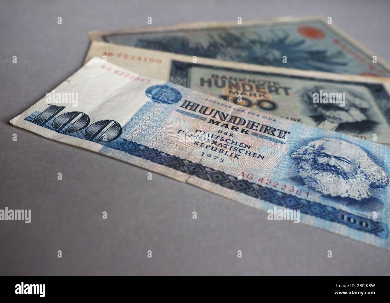 Vintage withdrawn banknotes of German Democratic Republic and German ...