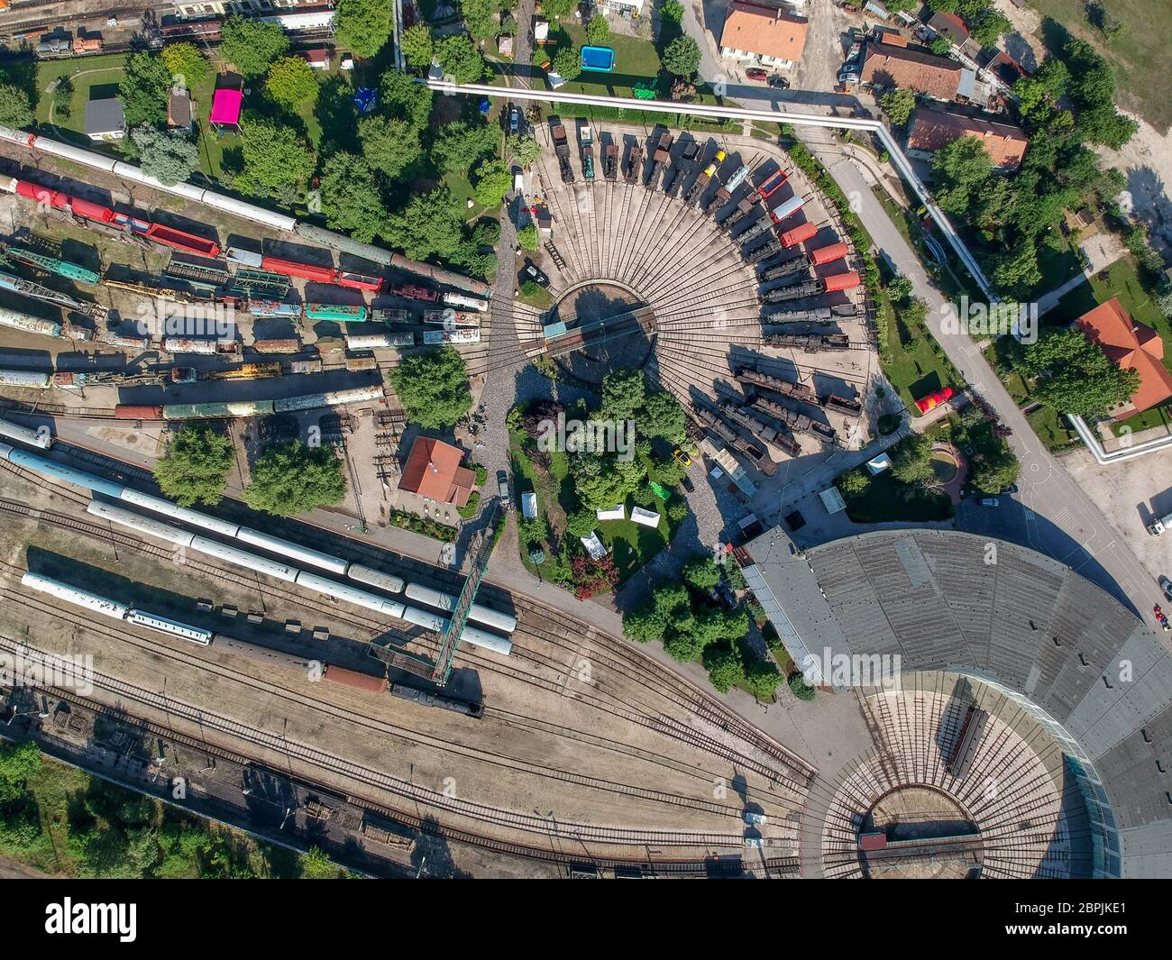 Aerial view of train turning station Stock Photo - Alamy