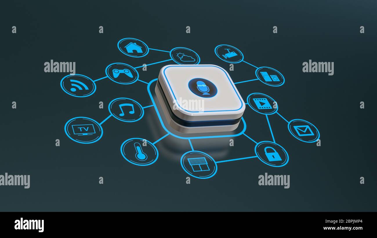 smart voice assistant, concept of home automation and futuristic ...