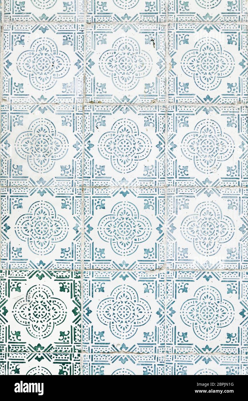 Typical old Lisbon tiles, detail of a classic ceramic tiles, art of ...