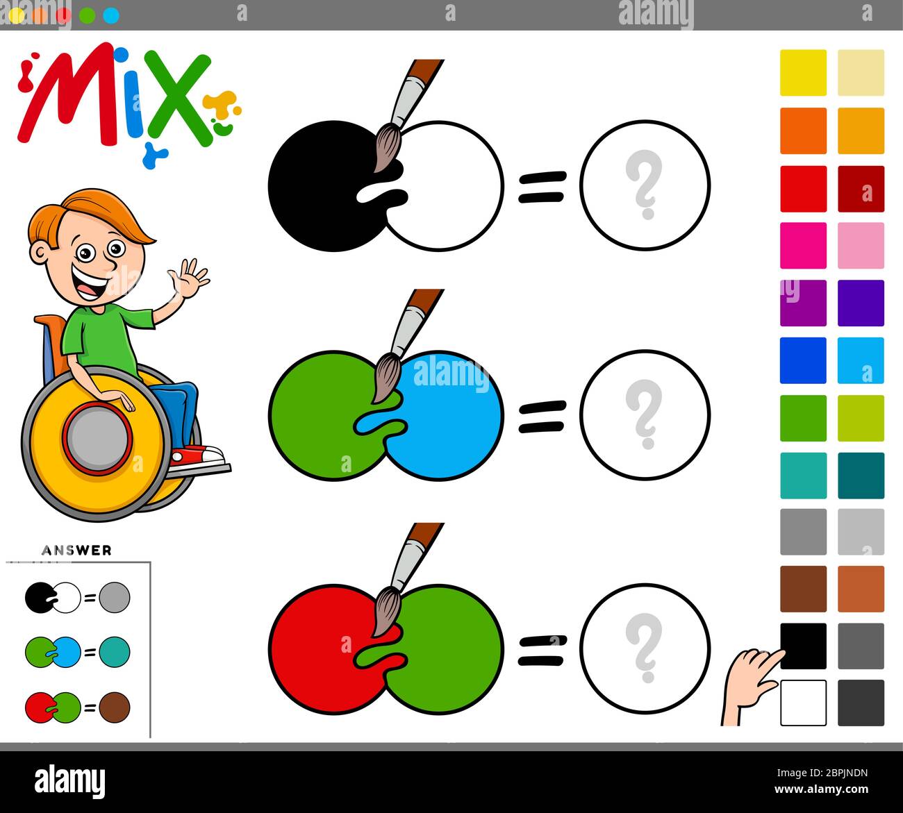 Cartoon Illustration of Mixing Colors Educational Task for Children ...