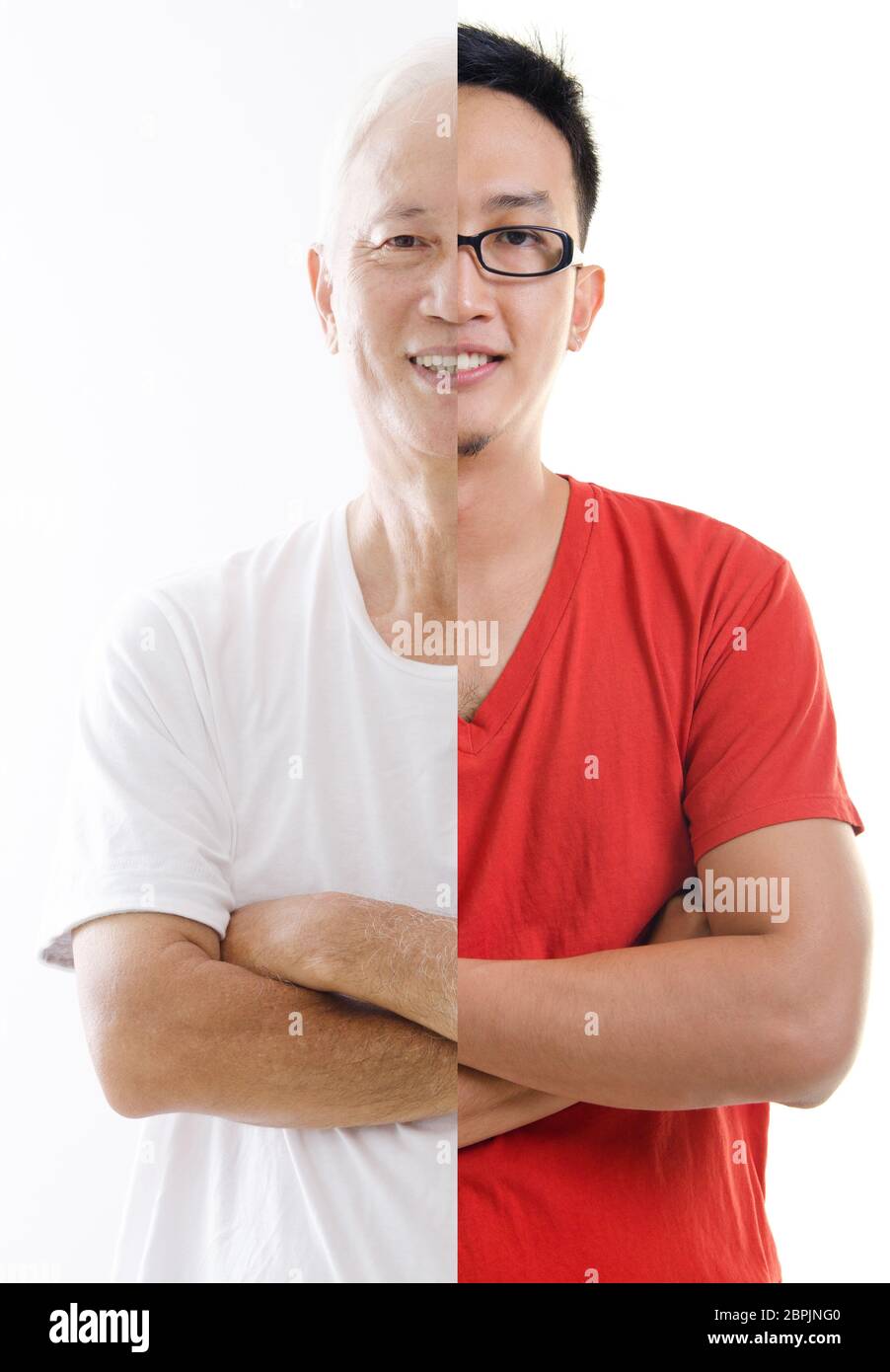 Old and young man. Process of aging, Asian people Stock Photo - Alamy