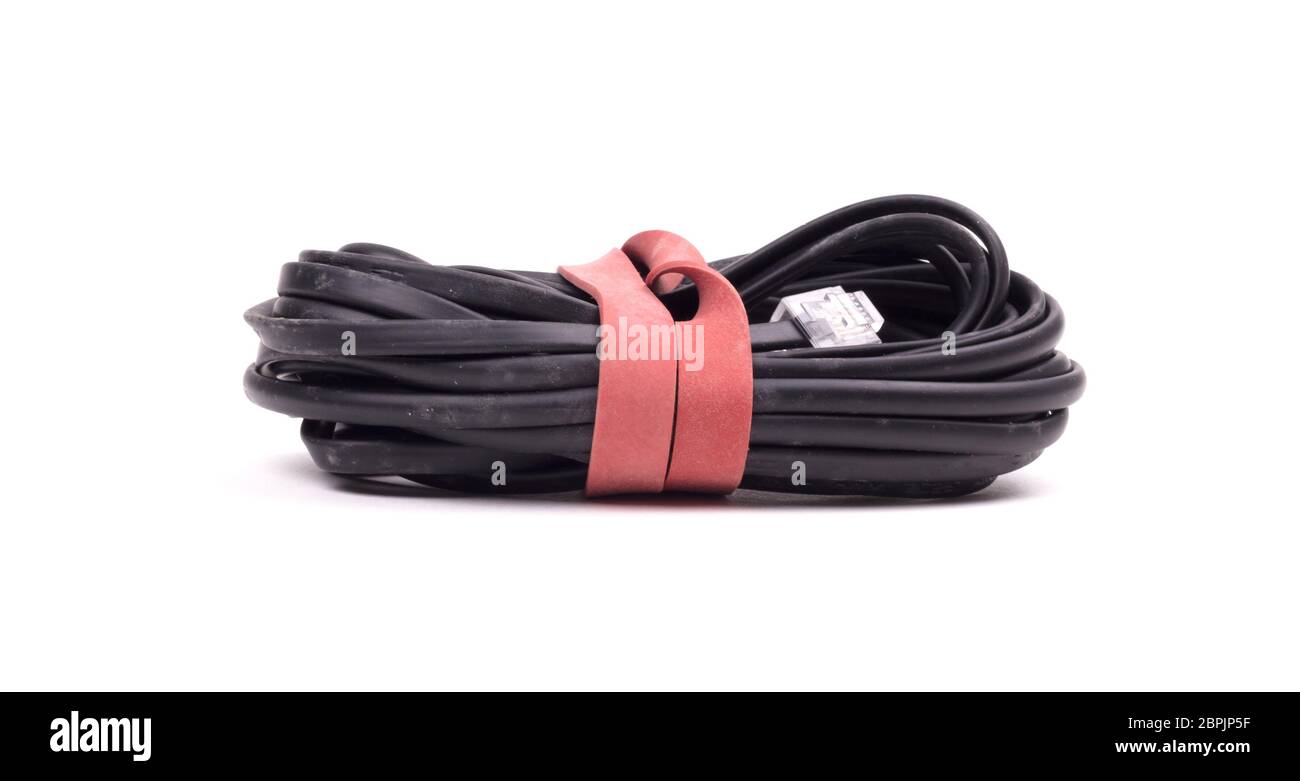 Telephone cable isolated on a white background Stock Photo - Alamy