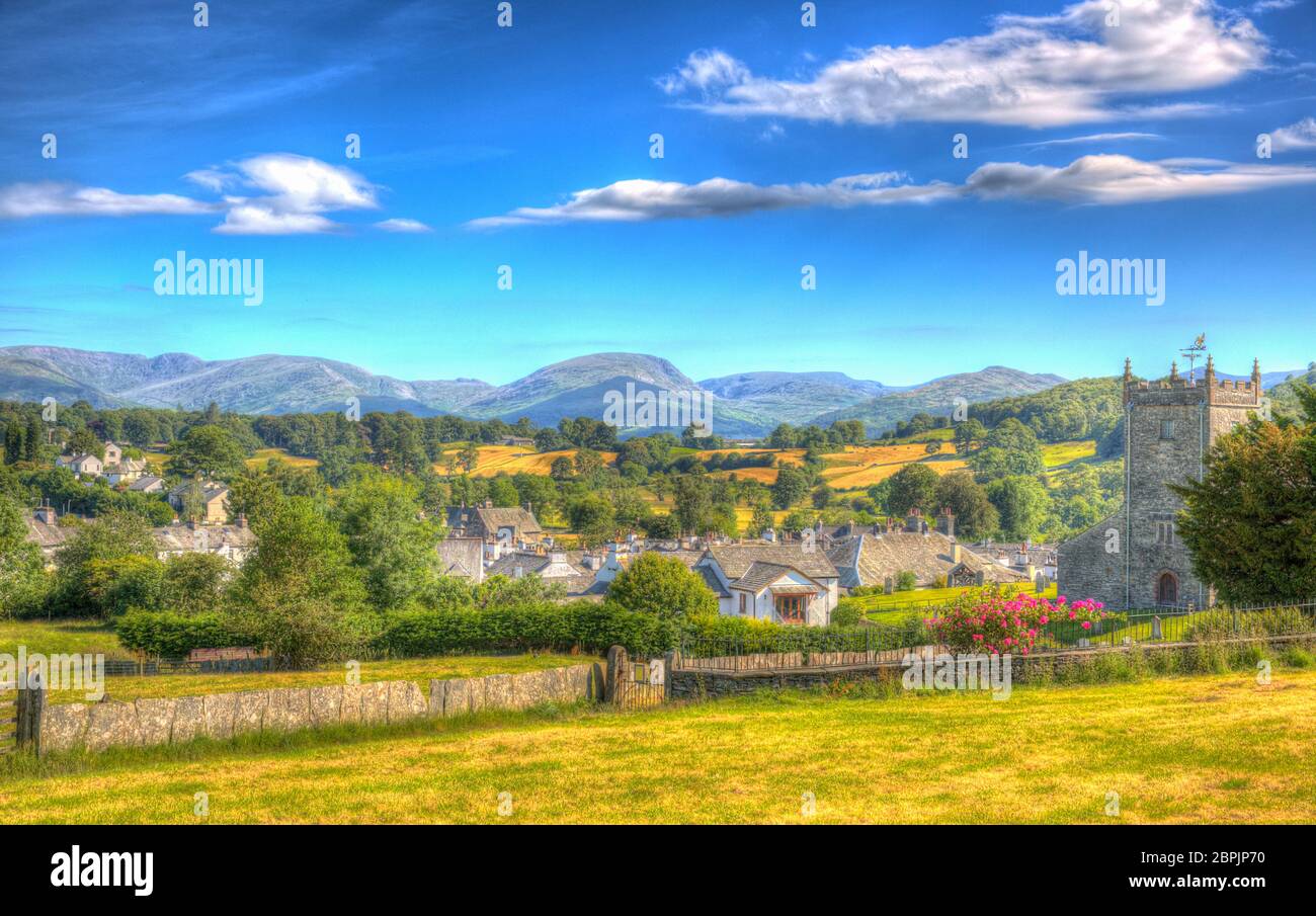Village hawkshead lake district national hi-res stock photography and ...