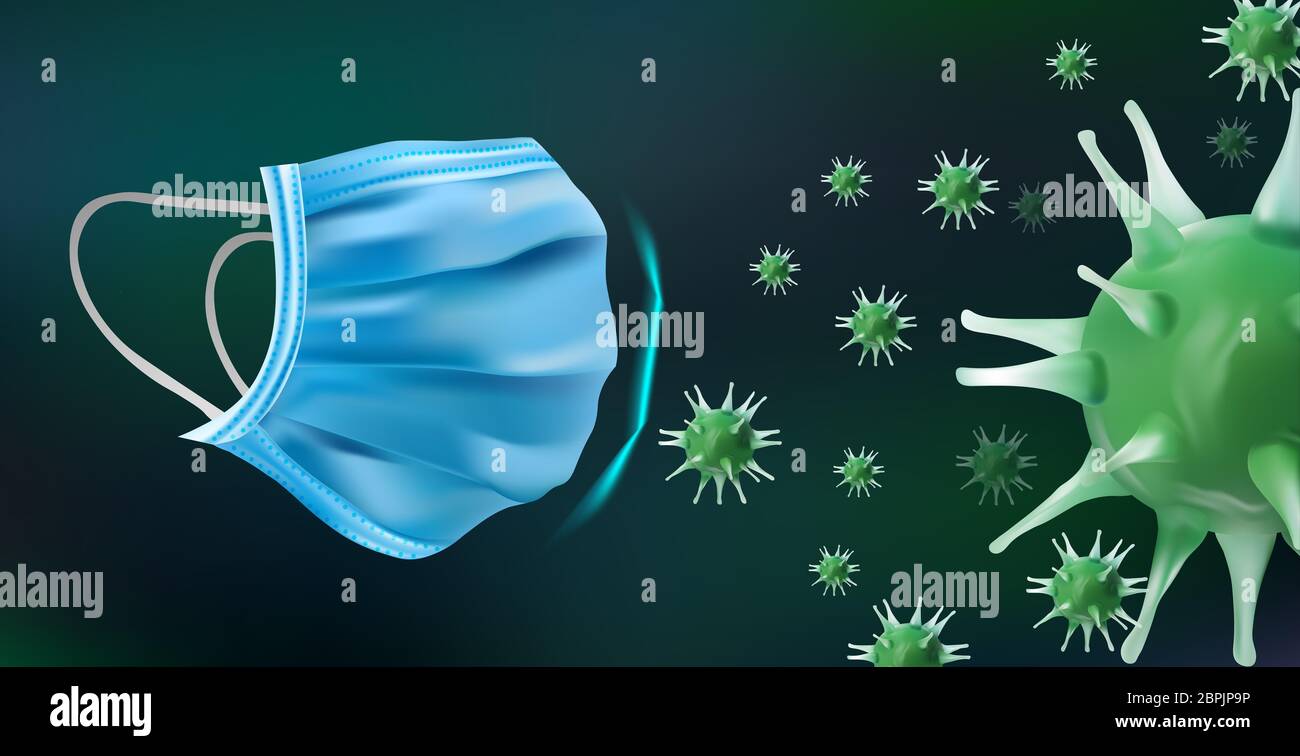 3D realistic protective Medical Mask with abstract virus. Medical mask ...