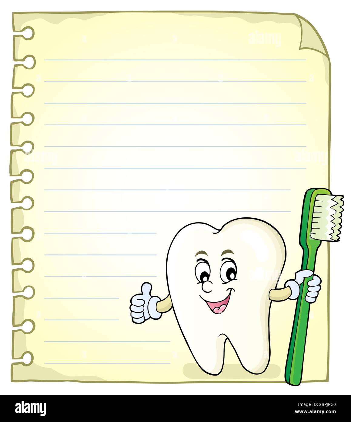 Notepad page with happy tooth - picture illustration Stock Photo - Alamy