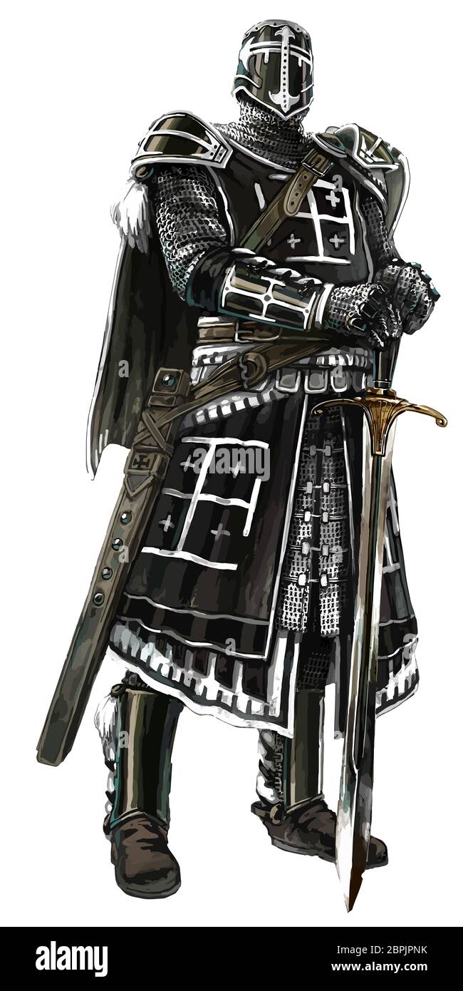 full body knights medieval armour protection iron illustration Stock ...