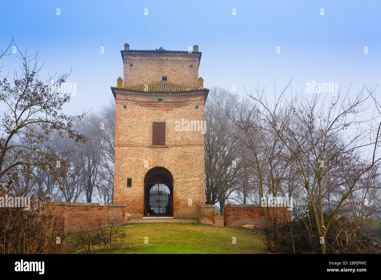 Ancient building from Po river lagoon. Po Delta wetlands landmark ...