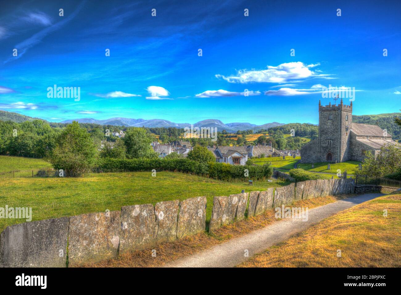 Village hawkshead lake district national hi-res stock photography and ...
